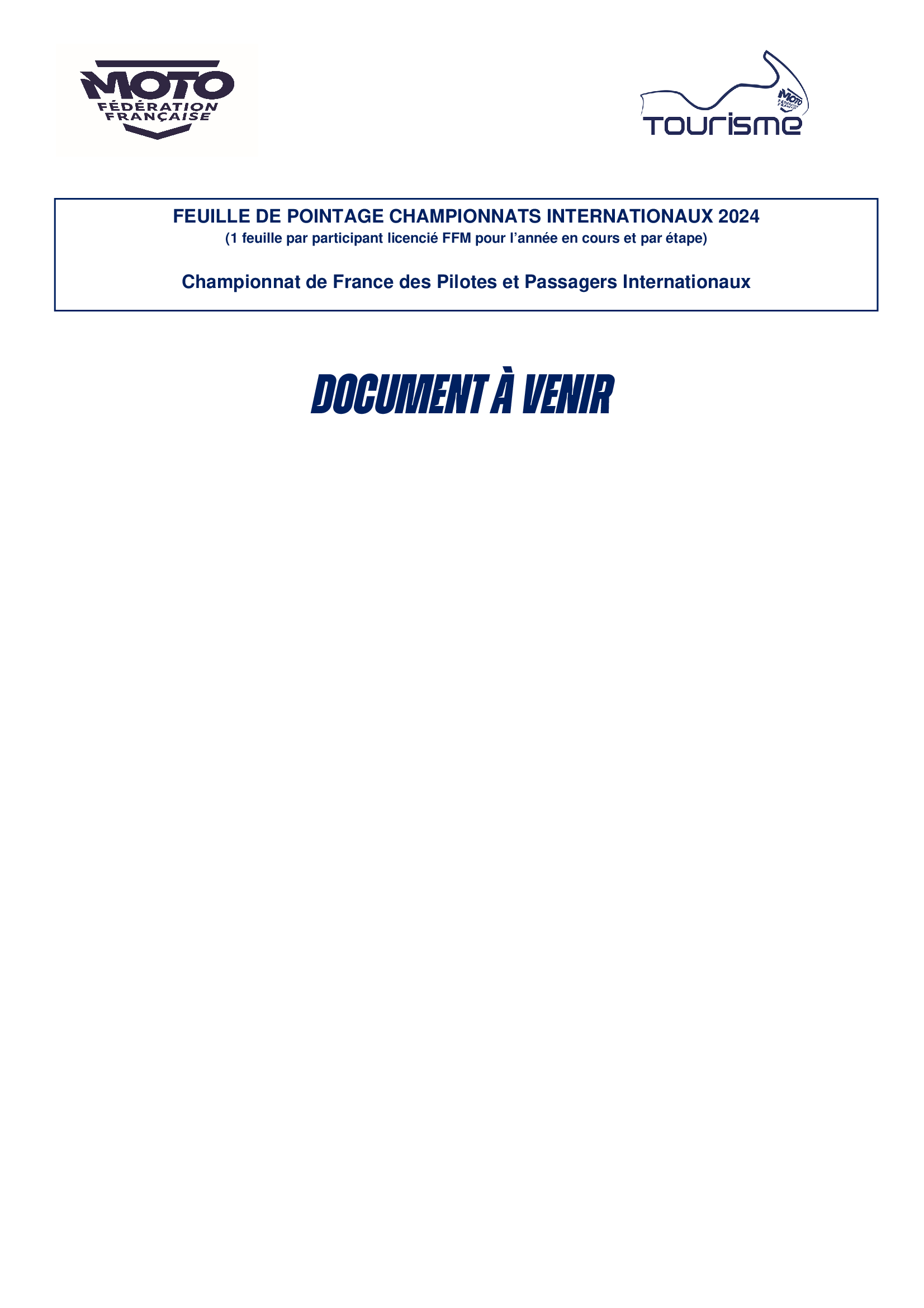 Feuille de Pointage International 2024 | FFMoto